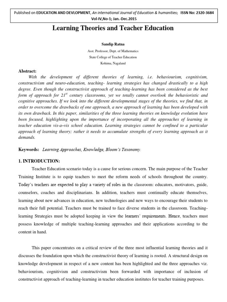 Learning Theories | PDF | Constructivism (Philosophy Of Education) | Learning