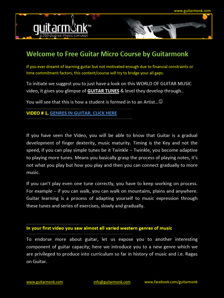 Introduction To Guitar Music Guitarmonk | PDF | Guitars | Entertainment