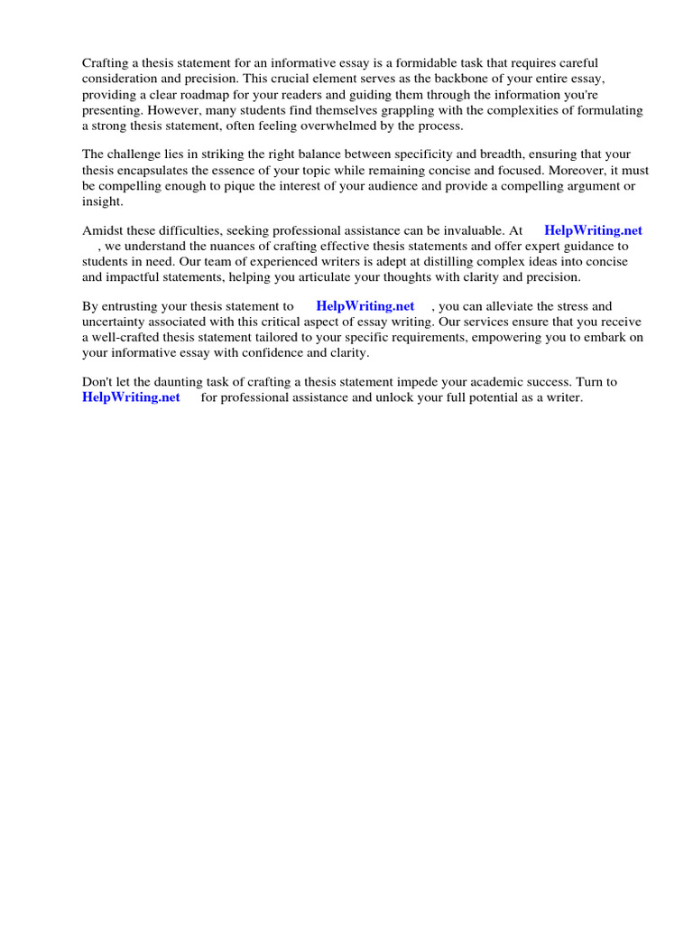 Thesis Statement For Informative Essay Examples | PDF | Essays | Thesis