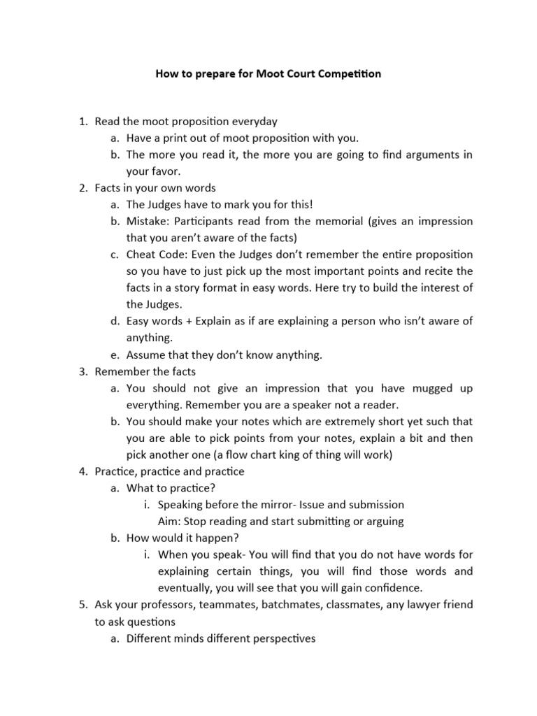 How To Prepare For Moot Court Competition | PDF | Cognitive Science ...