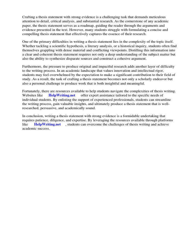 Thesis Statement Evidence | PDF