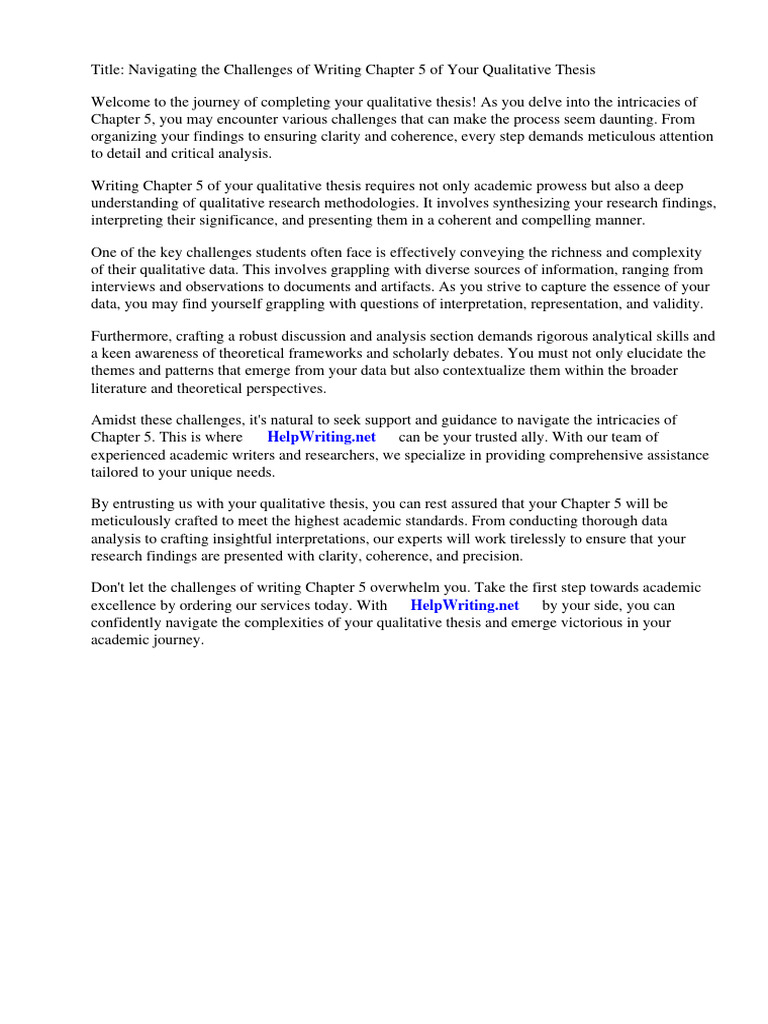 Chapter 5 Thesis Qualitative | PDF