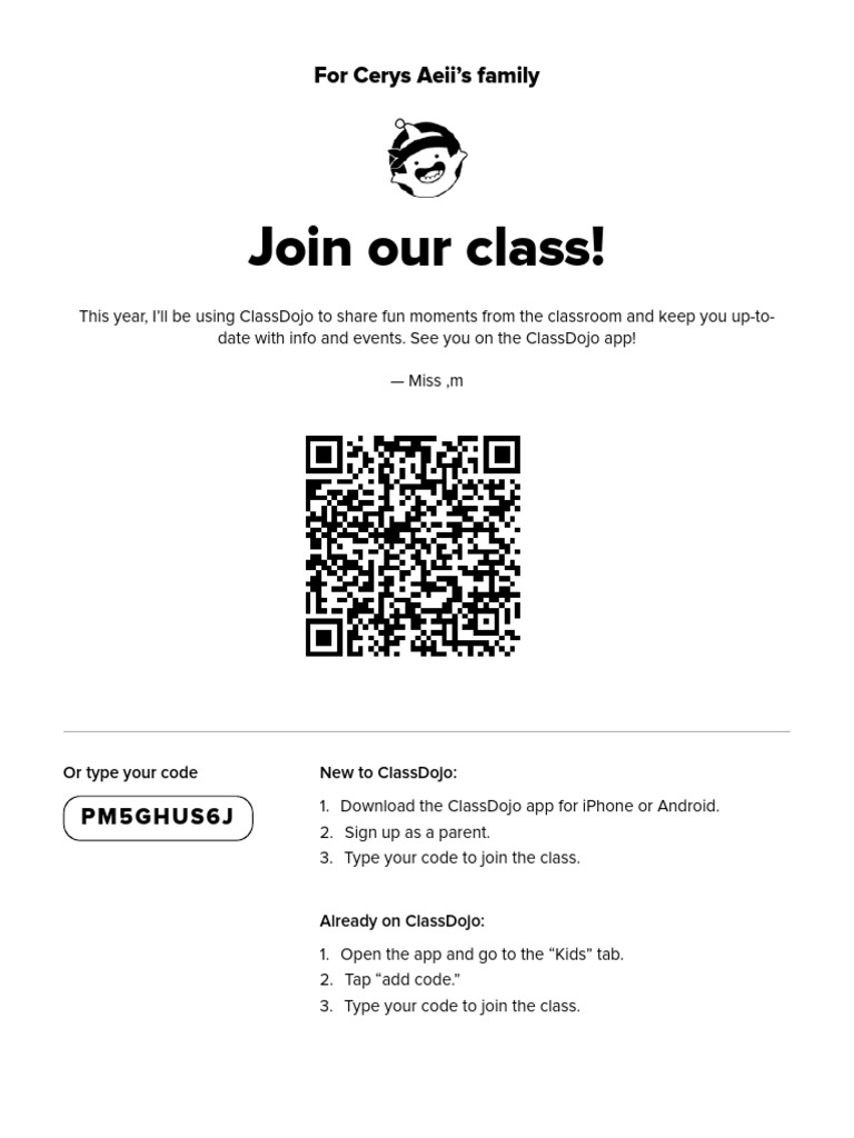 Join Our Class on ClassDojo! | PDF | Android (Operating System) | I Phone