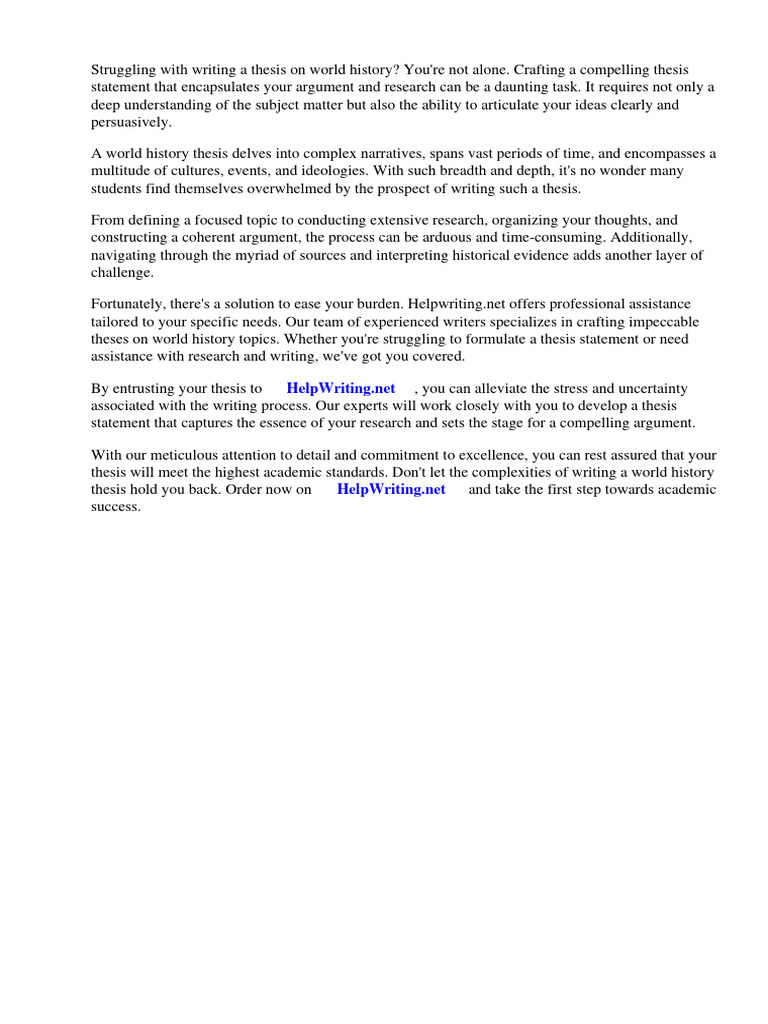 World History Thesis Statement Examples | PDF