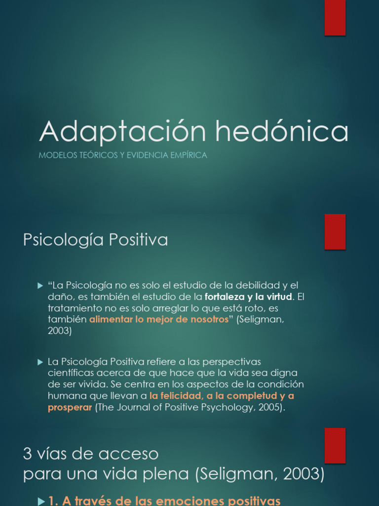 Adaptación Hedónica | PDF | Felicidad | Psicologia POSITIVA
