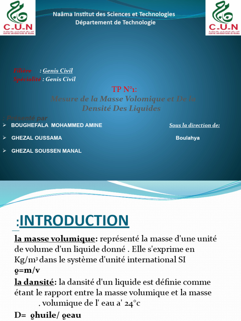 TP MDF | PDF | Densité | Le volume