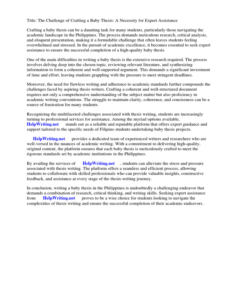 Baby Thesis Sample Philippines | PDF