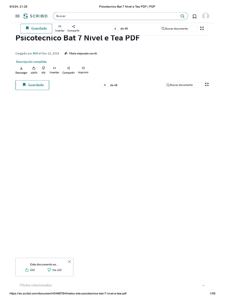 Psicotecnico Bat 7 Nivel e Tea PDF - PDF | PDF