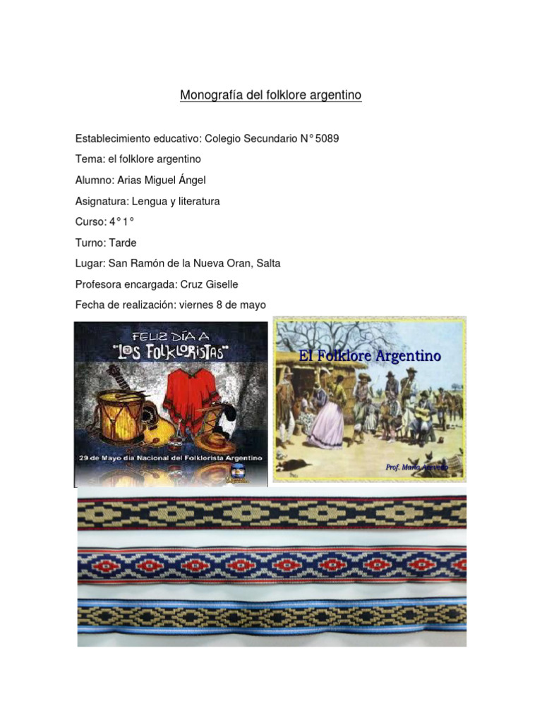 Monografía sobre el Folklore Argentino | PDF | Folklore | Bailes
