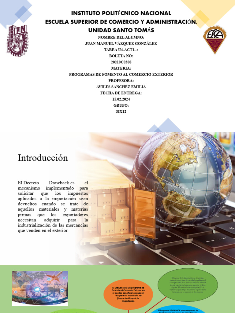 TareaU4 Act1 Decreto DrawBack | PDF | Arancel | Economias