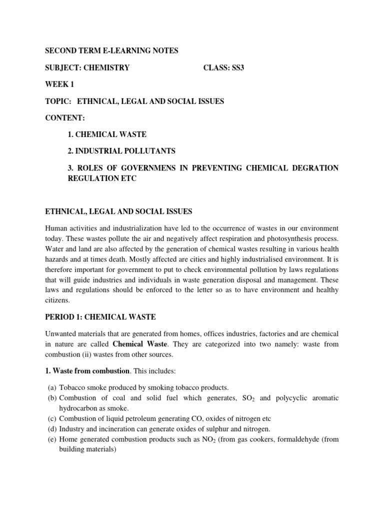 9841 Tunji Ss3 2nd Term Chemistry E Lesson Note Pdf Mole Unit Concentration