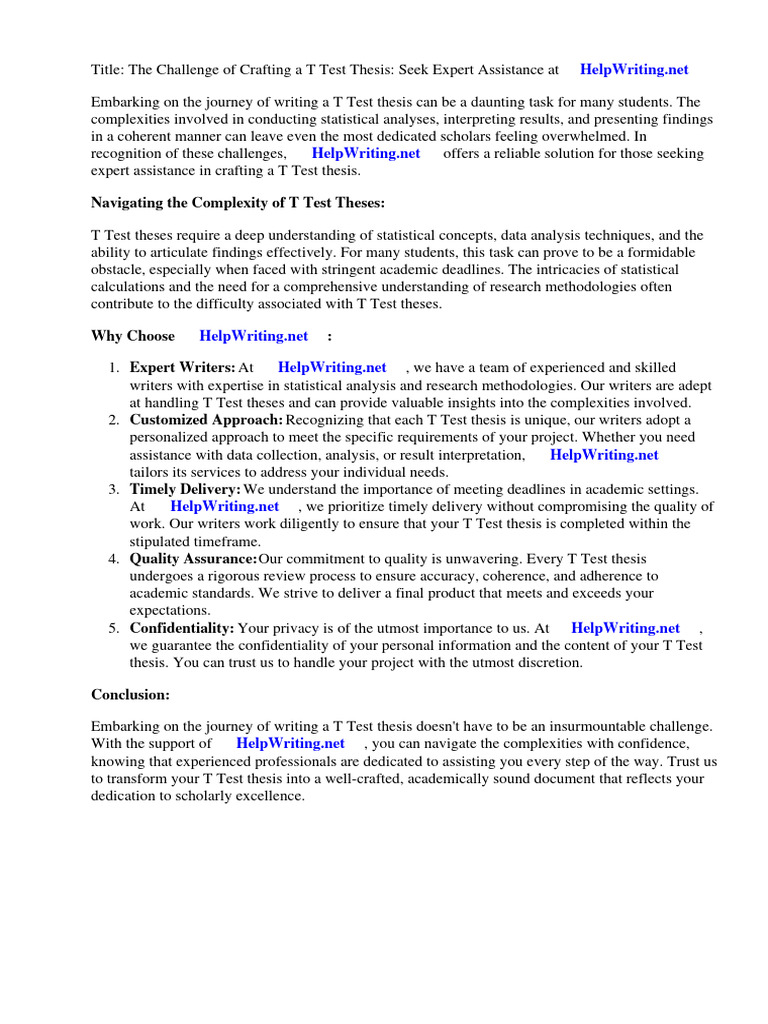 T Test Thesis | Download Free PDF | Student's T Test | Statistical ...