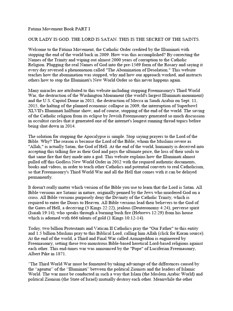 Fatima Movement Book | PDF | Our Lady Of Fátima | Catholic Church
