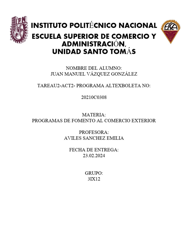 Programa ALTEX y Comercio Exterior | PDF