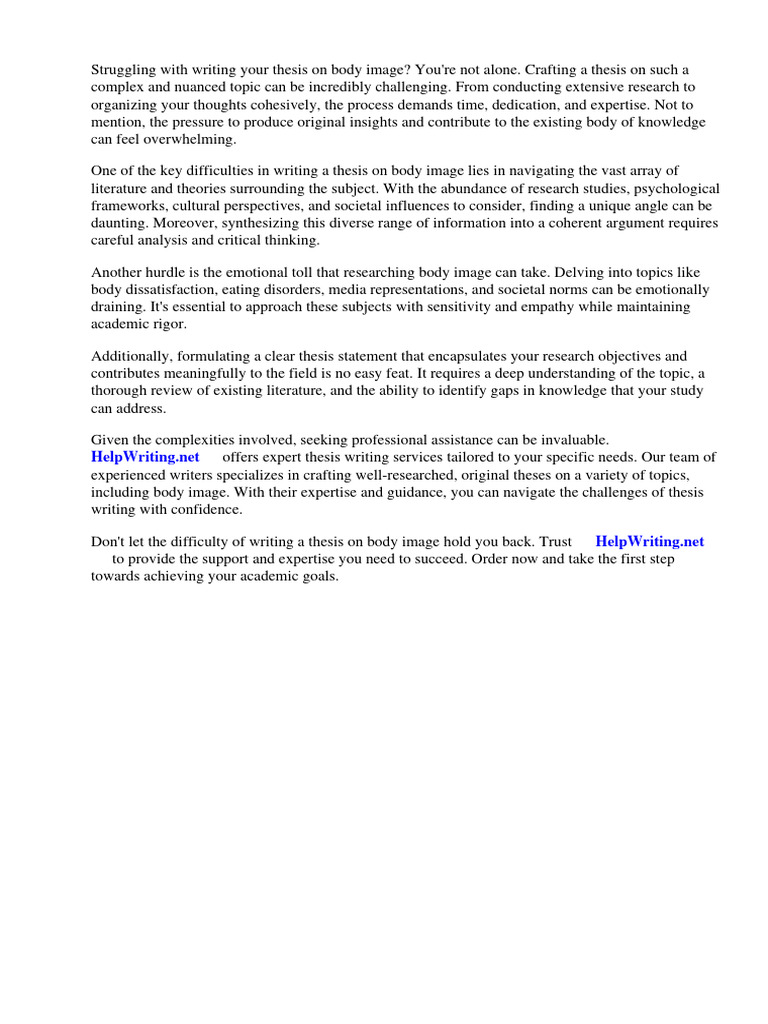 Thesis Body Image | PDF