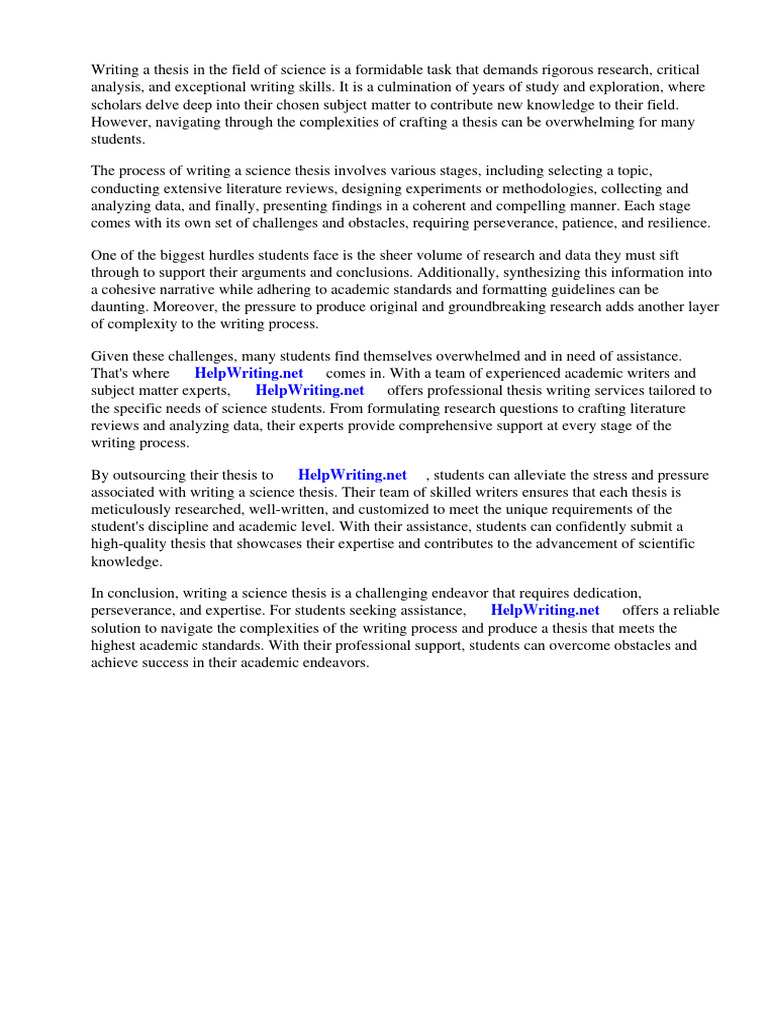 Science Thesis Writing | PDF | Thesis | Science