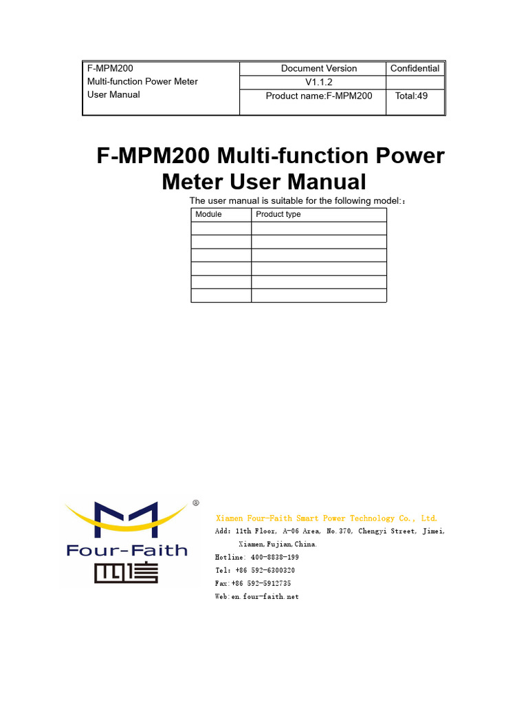 F-MPM200 Multi-function-Power-Meter-UserManual-V1.1.2 | PDF | High Speed Packet Access | Ac Power