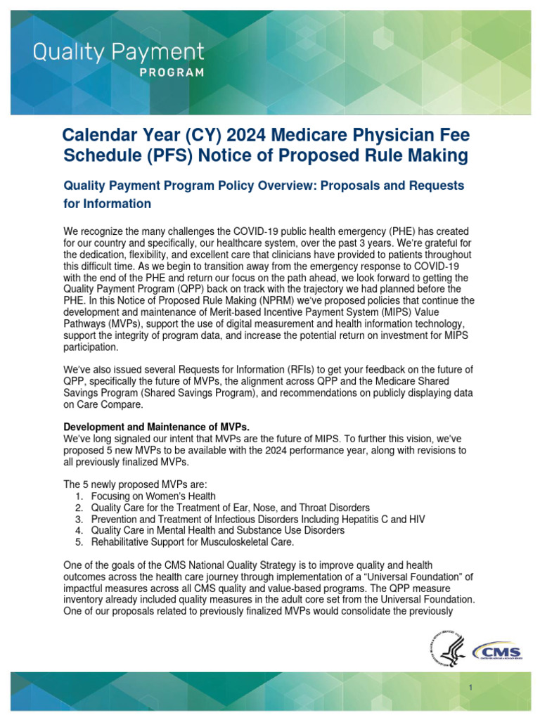 2024 QPP Proposed Rule Fact Sheet and Policy Comparison Table | PDF ...