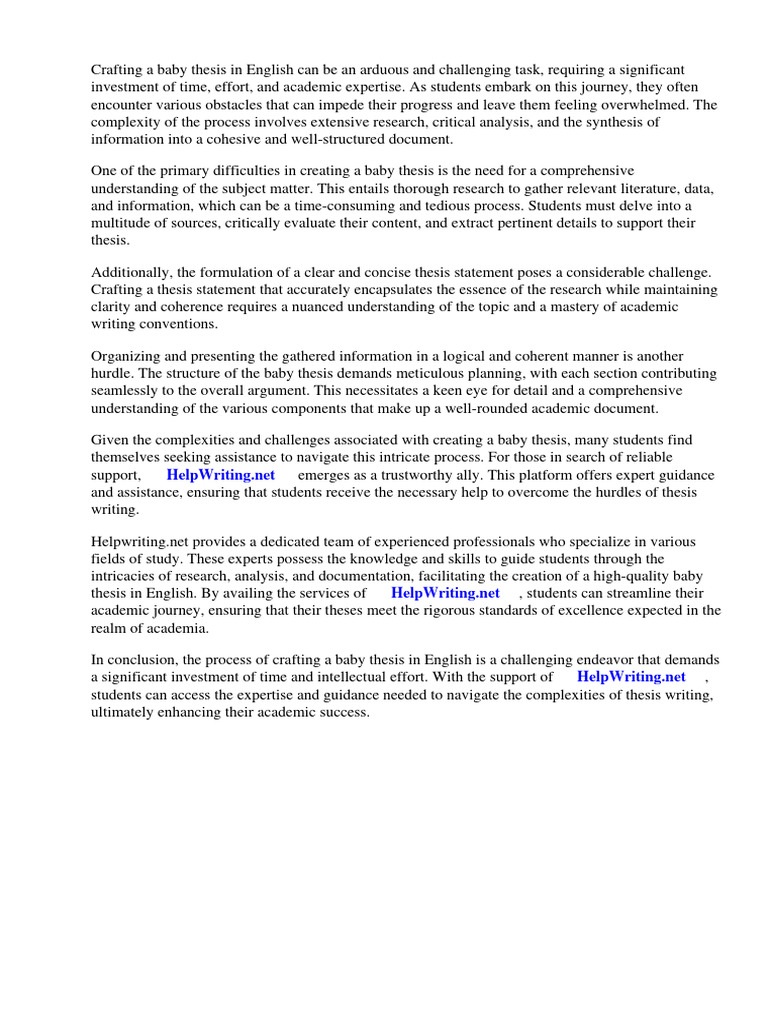 Guide to Writing a Baby Thesis | PDF | Thesis | Expert