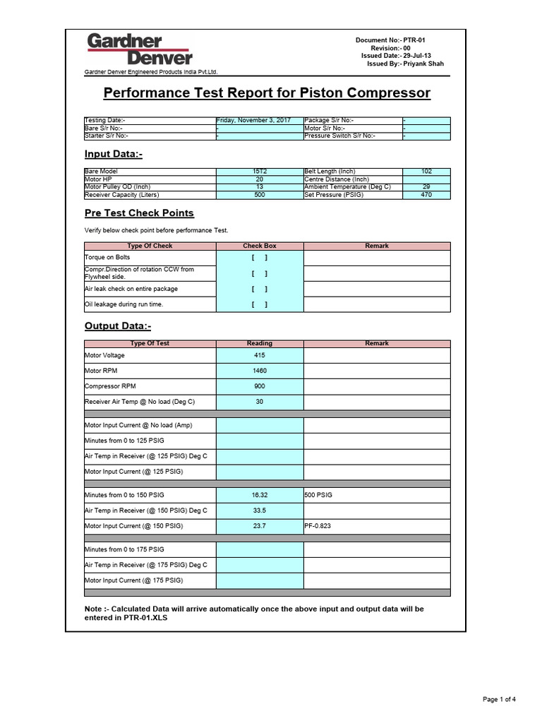 PTR-01 Pump Up Test (Edited) | PDF | Horsepower | Mechanical Engineering