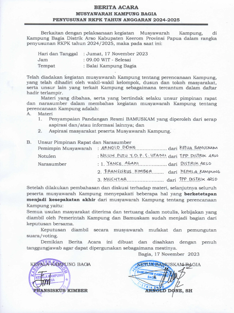 Ba Muskam Bagia RKPK Ta. 2024 | PDF