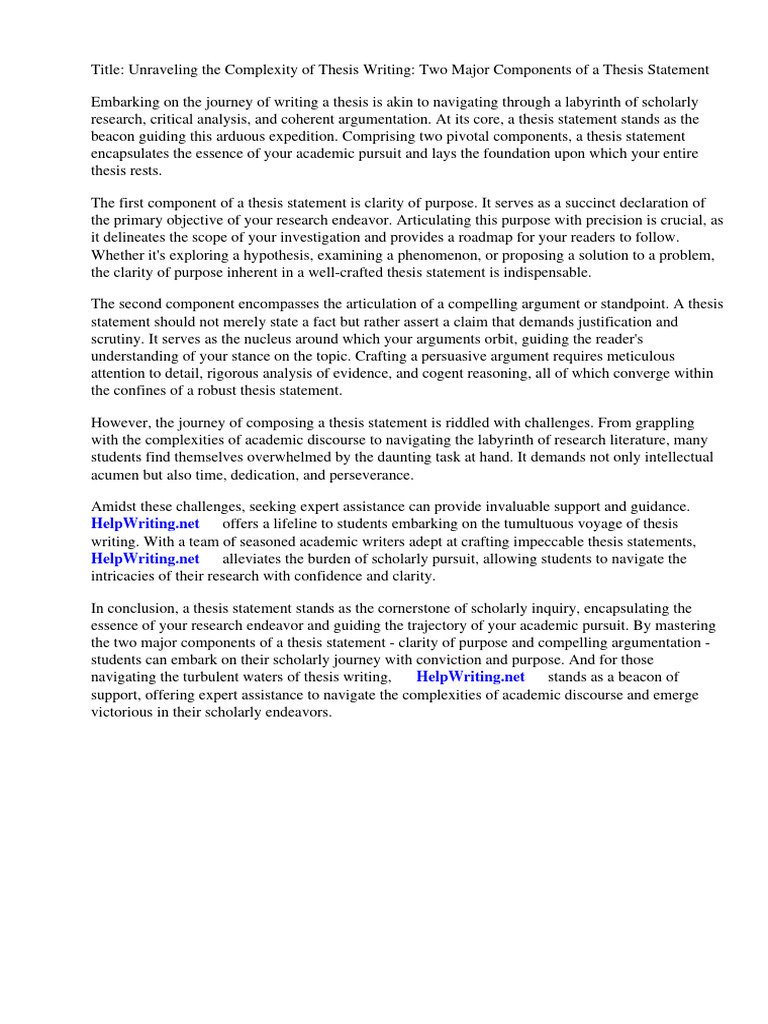 Two Major Components of A Thesis Statement | PDF | Thesis | Essays