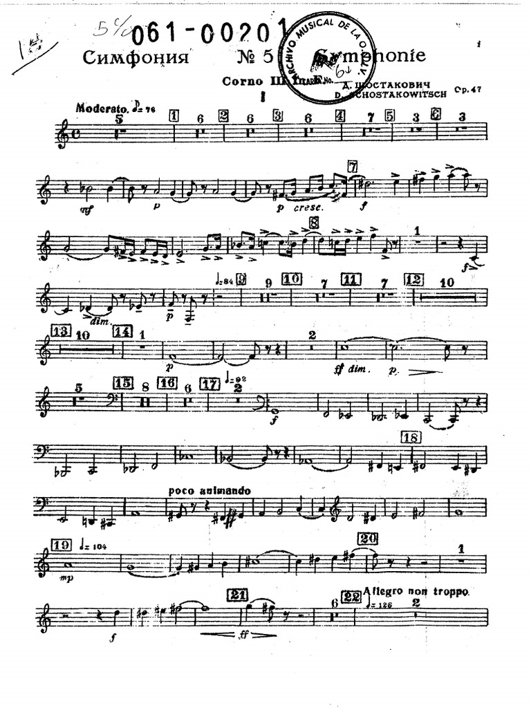 Shostakovich 5 Corno 3 | PDF