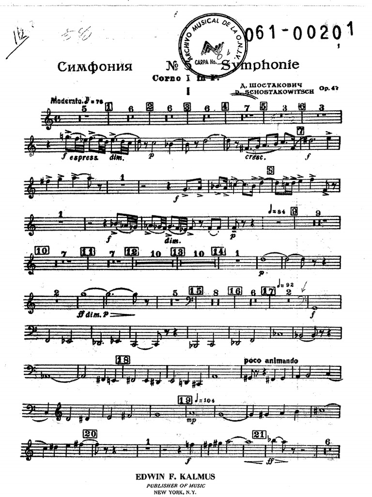 Shostakovich 5 Corno 1 | PDF