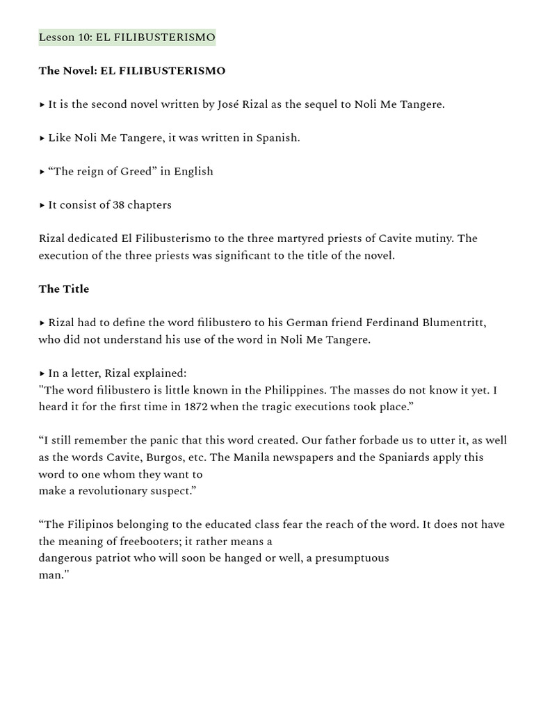 El Filibusterismo: Rizal's Revolutionary Novel | PDF