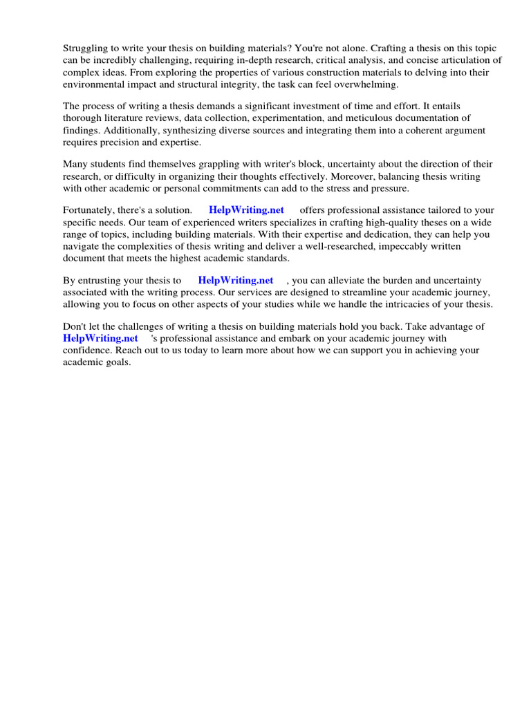 Thesis Building Materials | PDF | Concrete | Building Materials