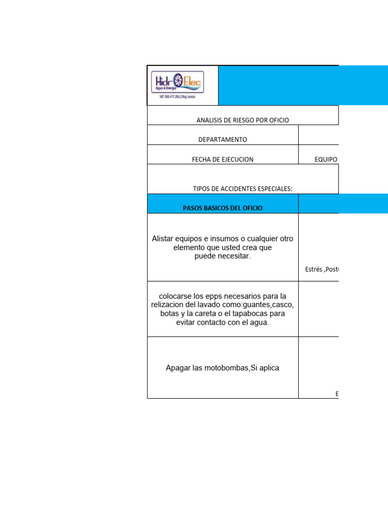 Formato Aro: Pasos Basicos Del Oficio Factores de Riesgo Potencial | PDF | Agua | Patógeno