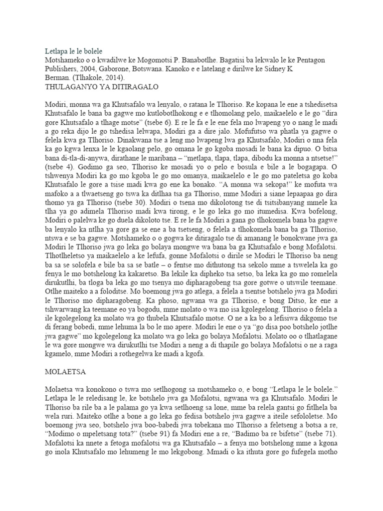 Letlapa Le Le Bolele | PDF