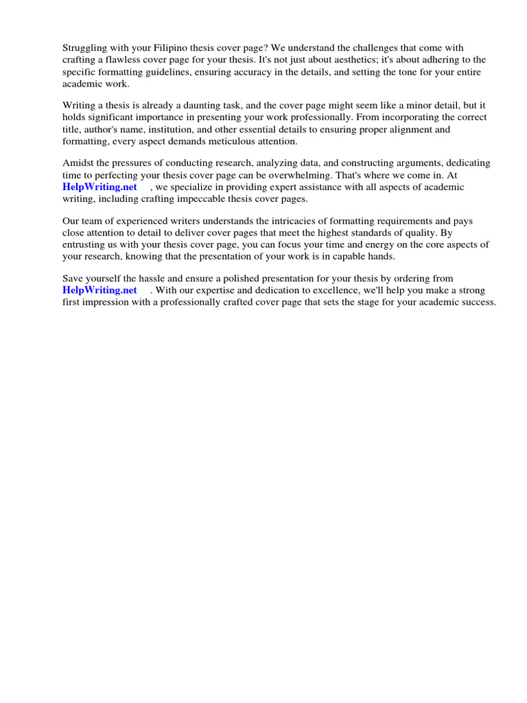 Filipino Thesis Cover Page | PDF | Thesis | Tagalog Language