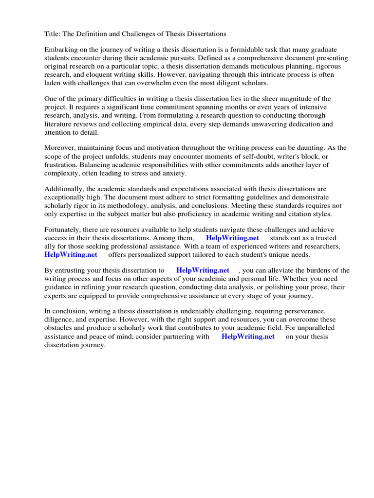 Thesis Dissertation Definition | PDF | Thesis | Essays