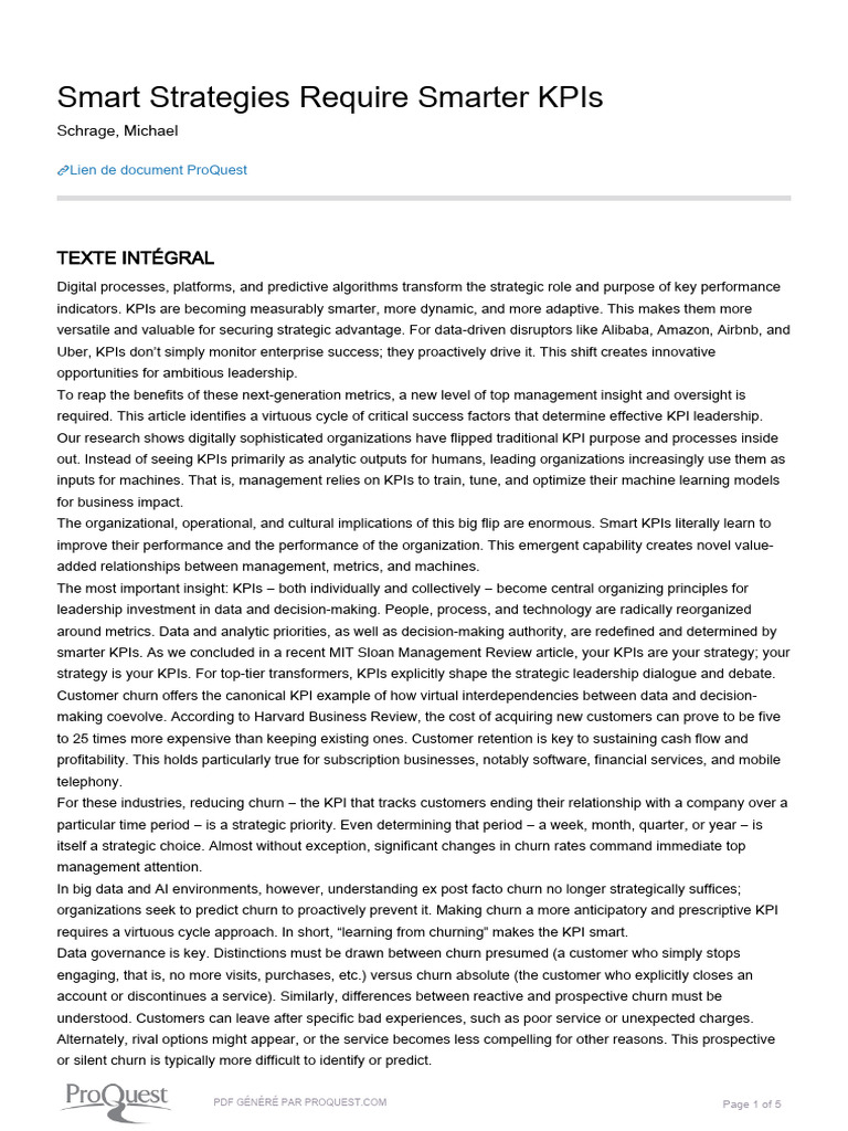Smart Strategies Require Smarter KPIs | PDF