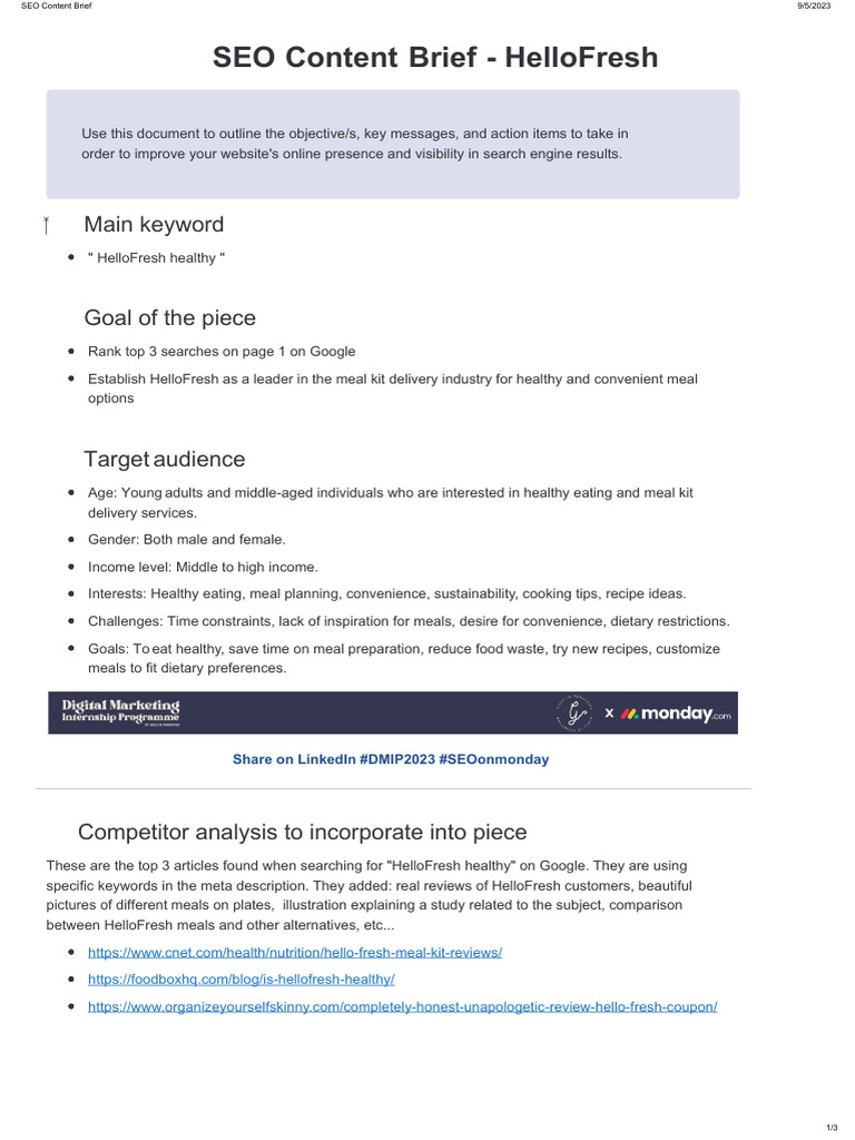 HelloFresh Healthy Meal Kit SEO Guide | PDF | Search Engine ...