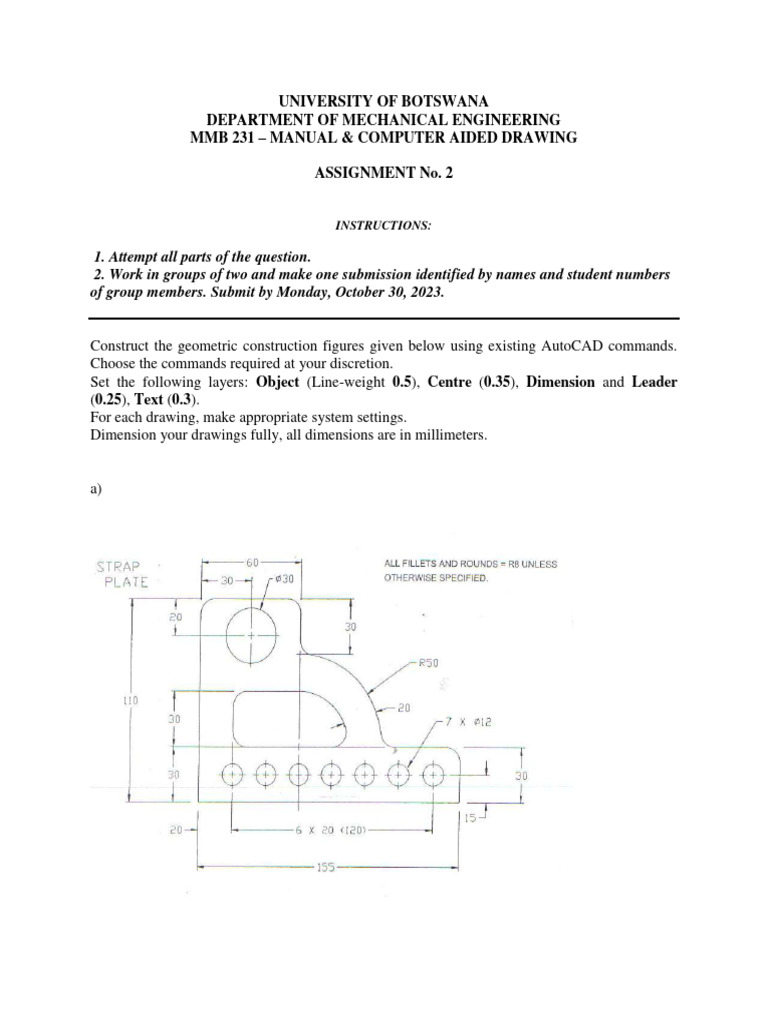 CAD Drawing Assignment Guide | PDF