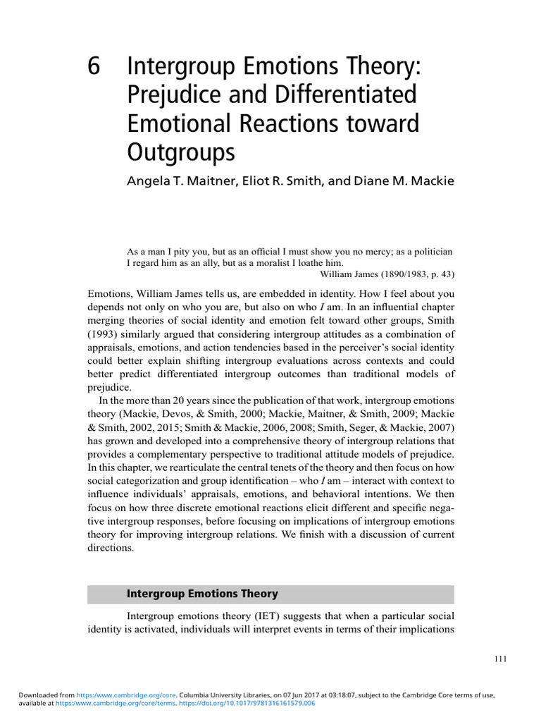 Intergroup Emotions Theory Prejudice and Differentiated Emotiona | PDF ...