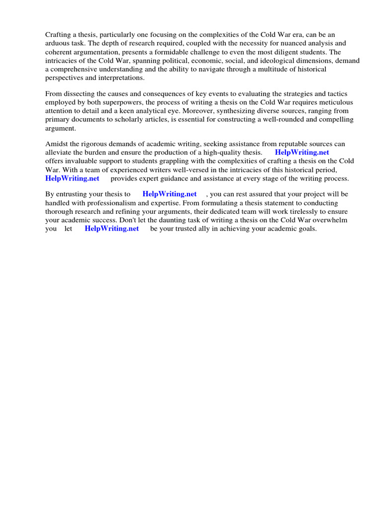 Thesis Cold War Essay | PDF | Cold War | Soviet Union