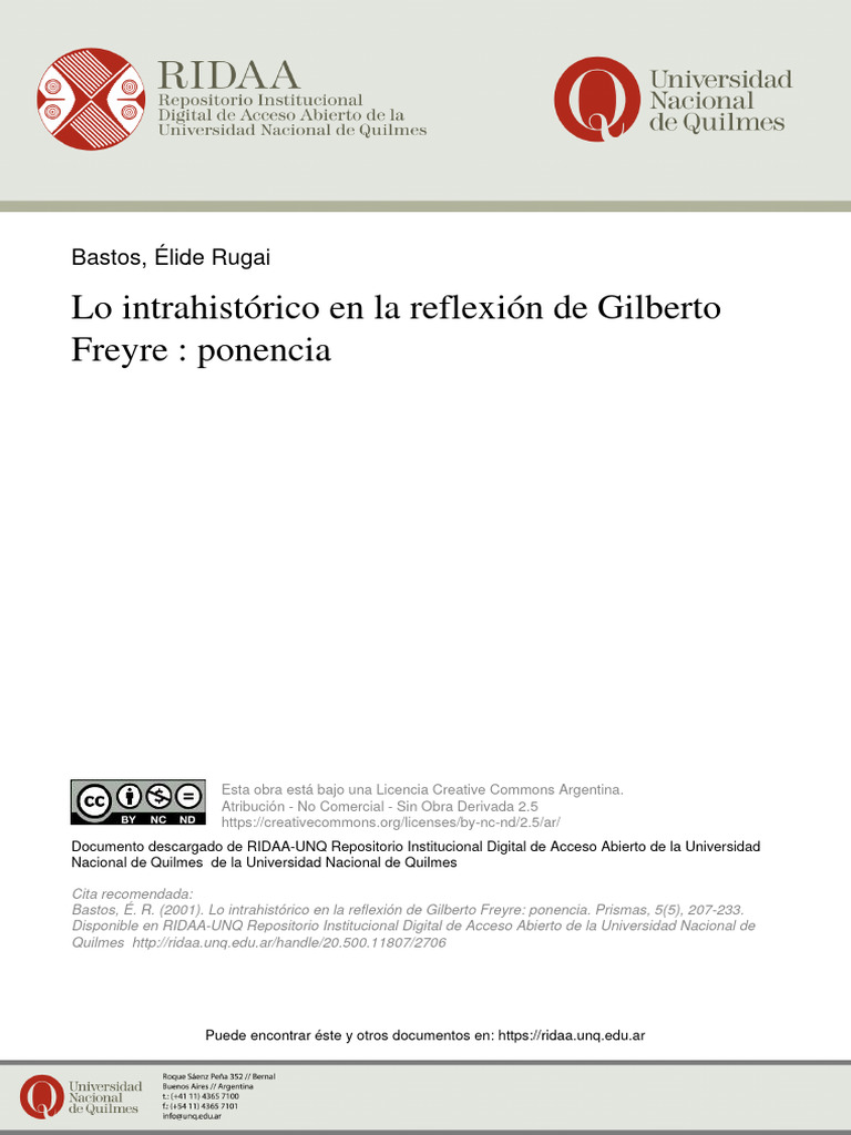 Bastos - Lo Intrahistórico en La Reflexión de Gilberto | PDF