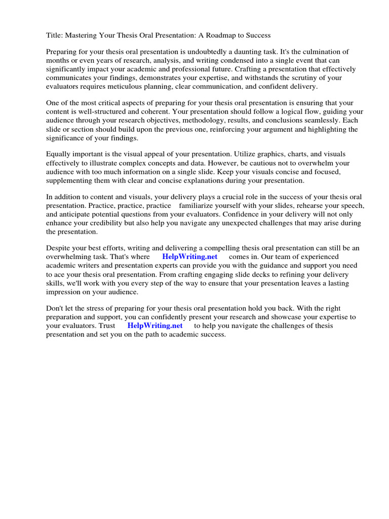 Thesis Oral Presentation Format | Download Free PDF | Thesis | Green ...