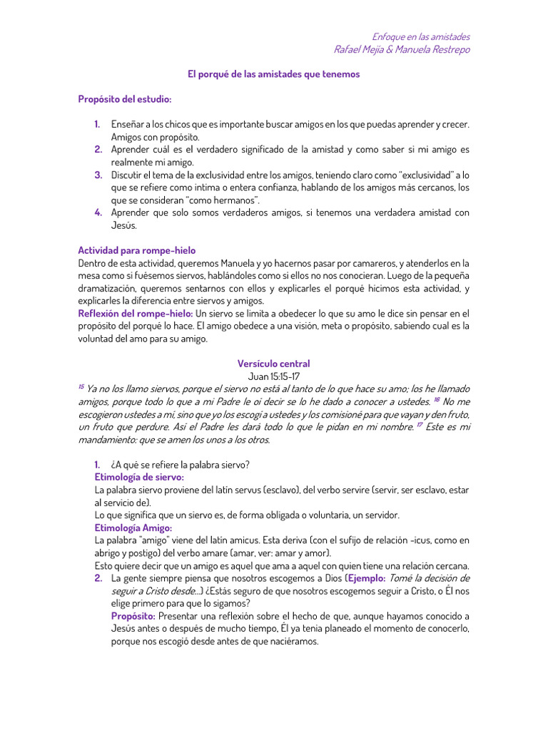 Estudio Biblico Enfoque En Las Amistades Pdf Amor Jesús