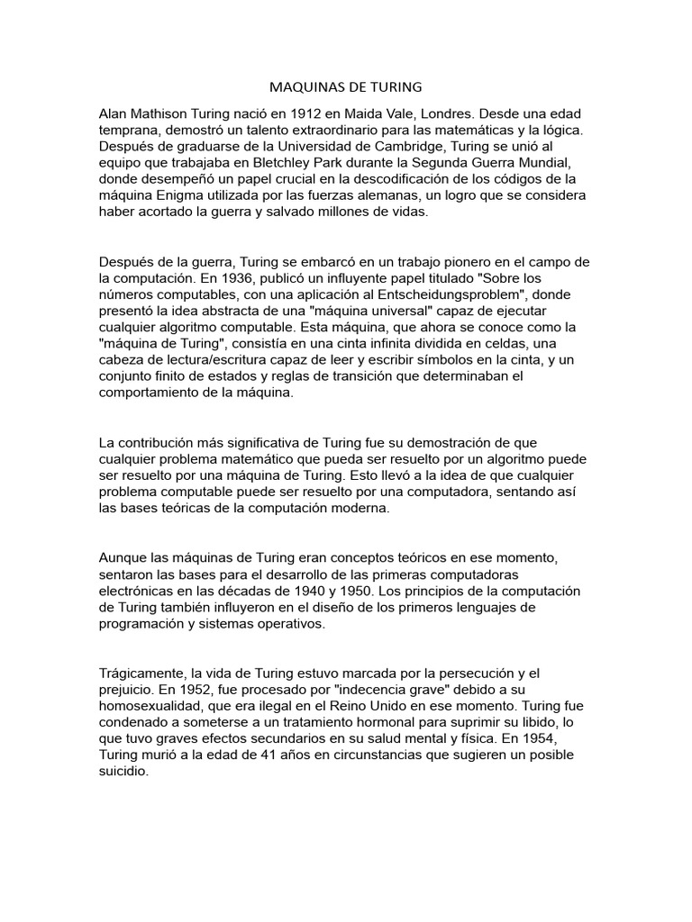 Maquinas de turing | PDF | Alan Turing | Informática