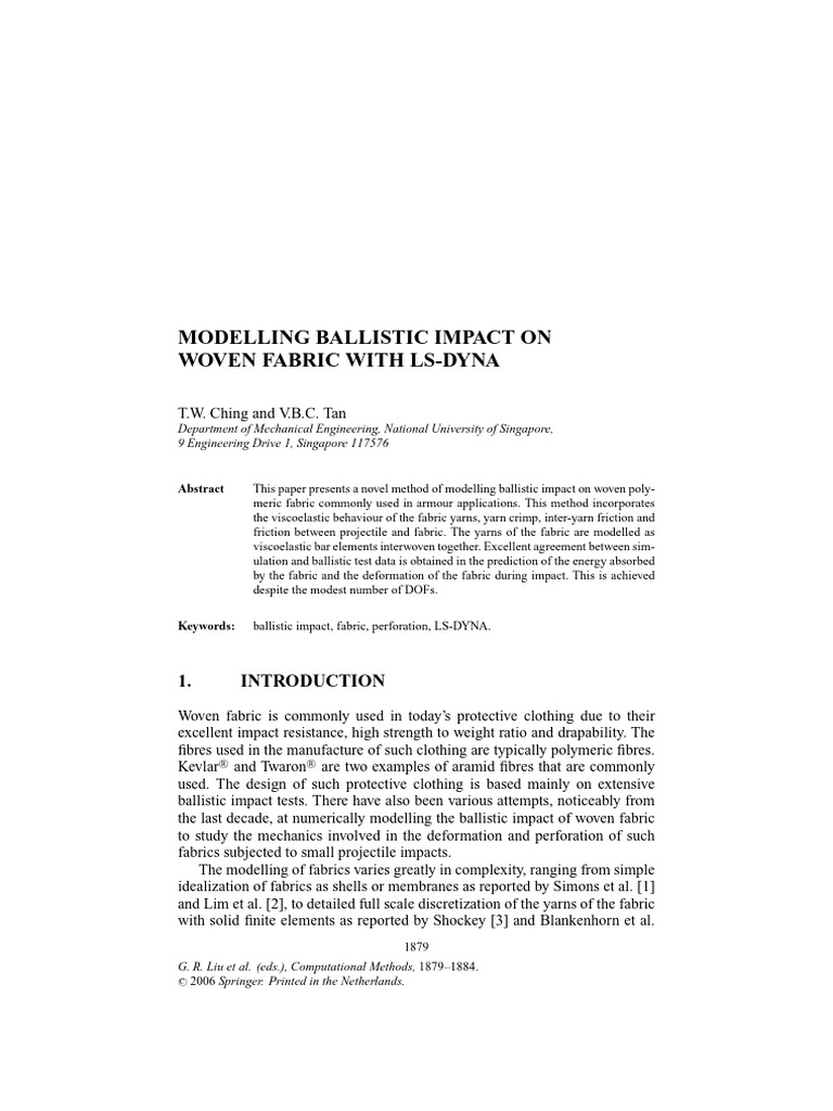 Modelling Ballistic Impact On Woven Fabric With Ls-Dyna | PDF ...