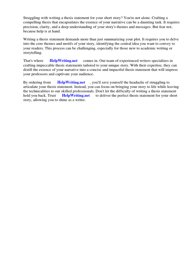 Example of A Short Story Thesis Statement | Download Free PDF | Essays ...