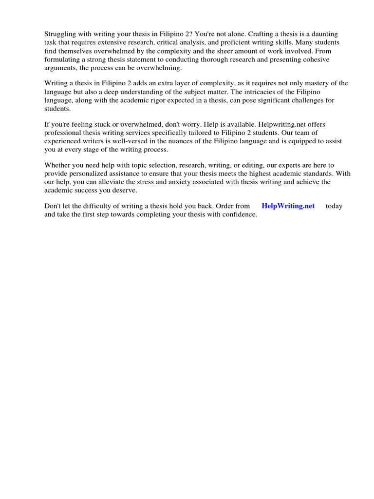Thesis Sample in Filipino 2 | PDF
