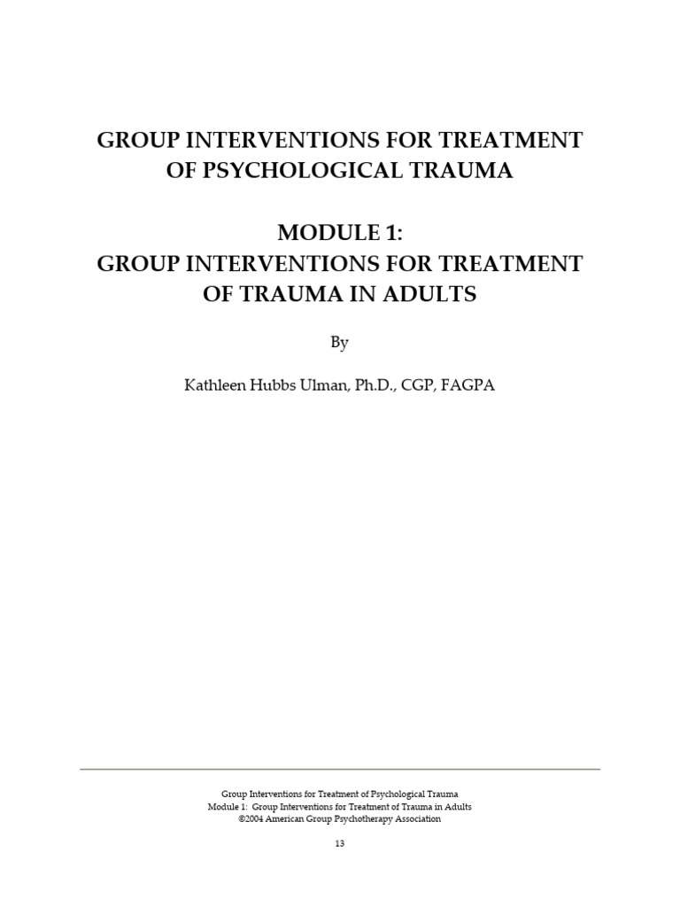 Group Interventions For Treatment of Trauma in Adults | PDF ...