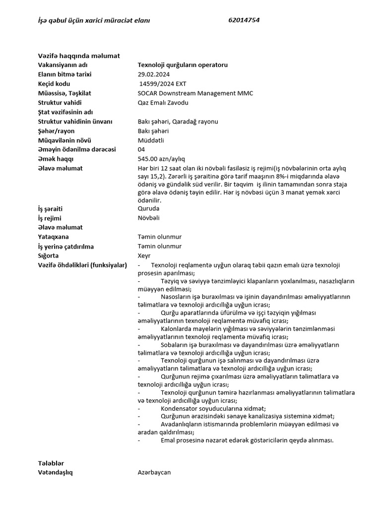 Daten#bersicht - Texnoloji Qur#ular#n Operatoru | PDF