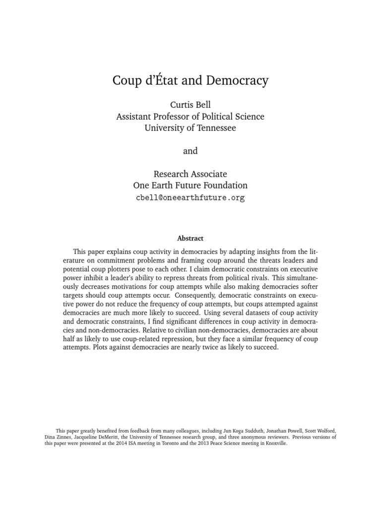 Coup Detat and Democracy | PDF | Coup D'etat | Democracy