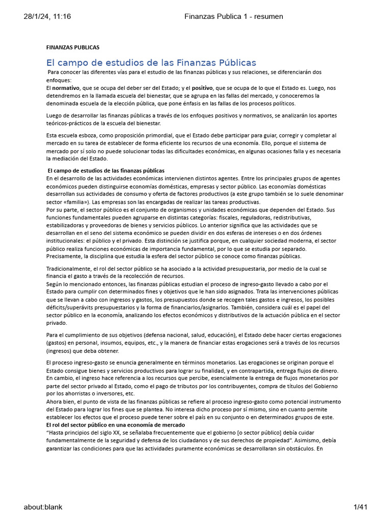 Finanzas Publica 1 - Resumen | PDF | Exterioridad | Mercado (economía)